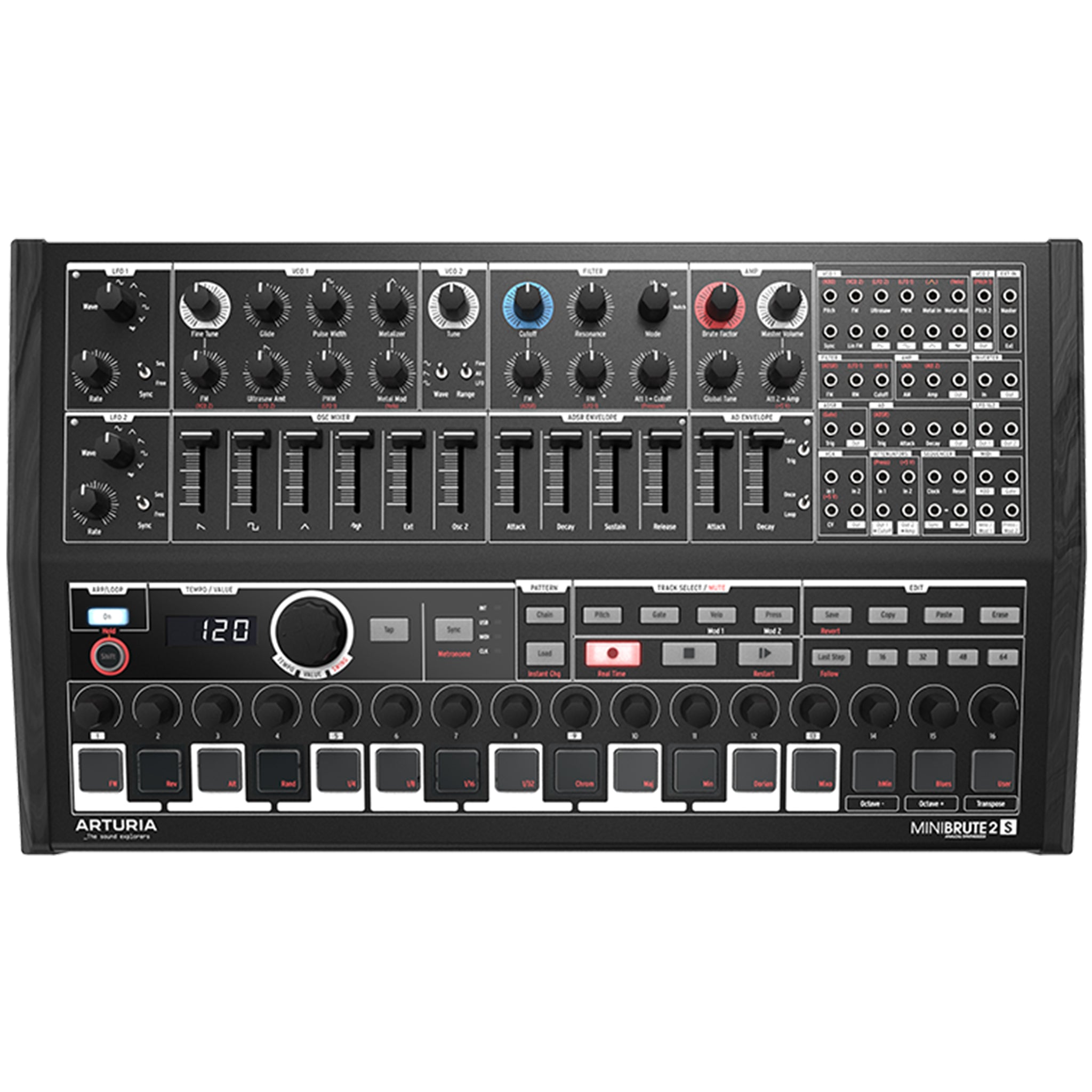 Arturia MiniBrute 2S Semi-Modular Sequence Machine Black Ltd