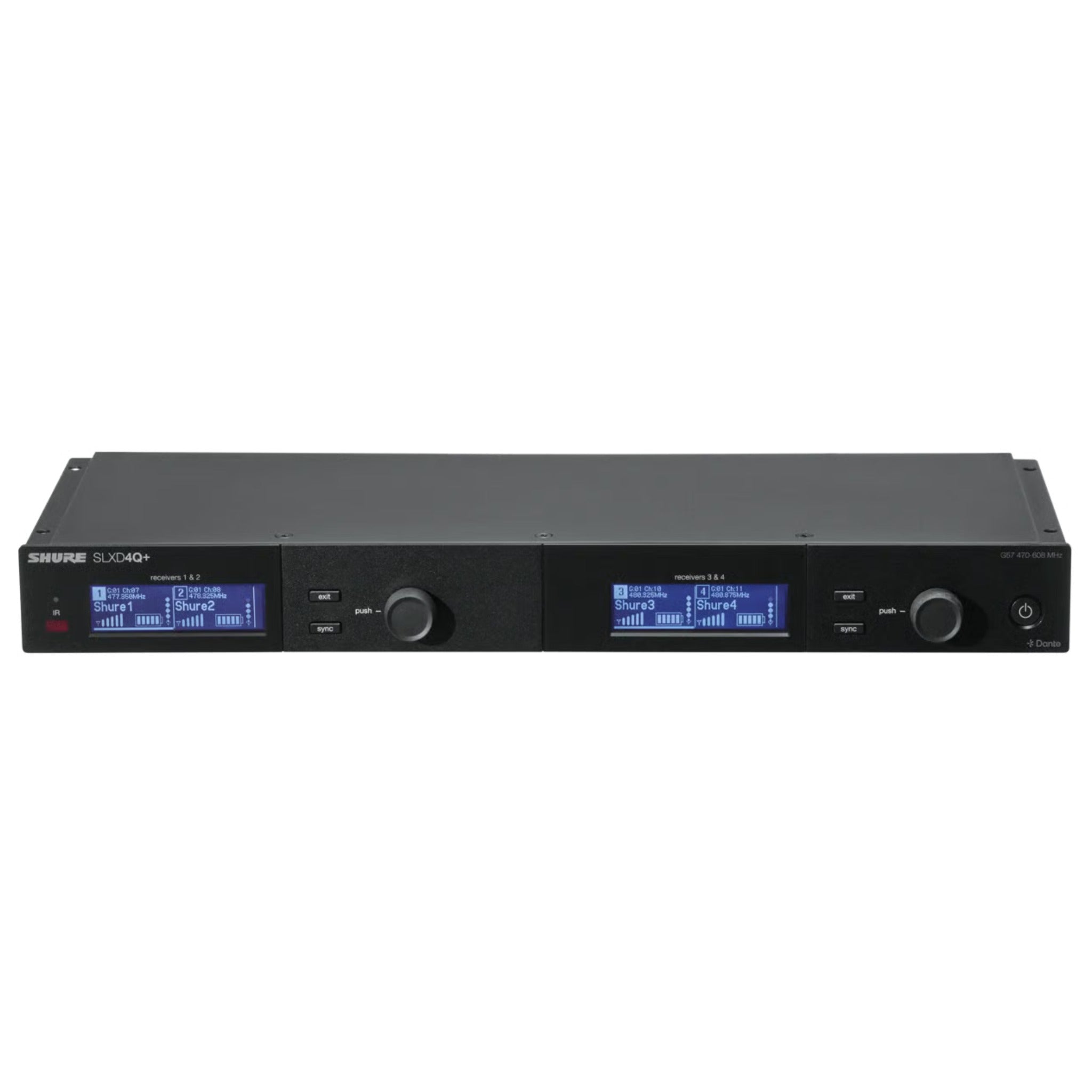 Shure SLXD4QDAN+ Quad-Channel Wireless Receiver w/Dante G57