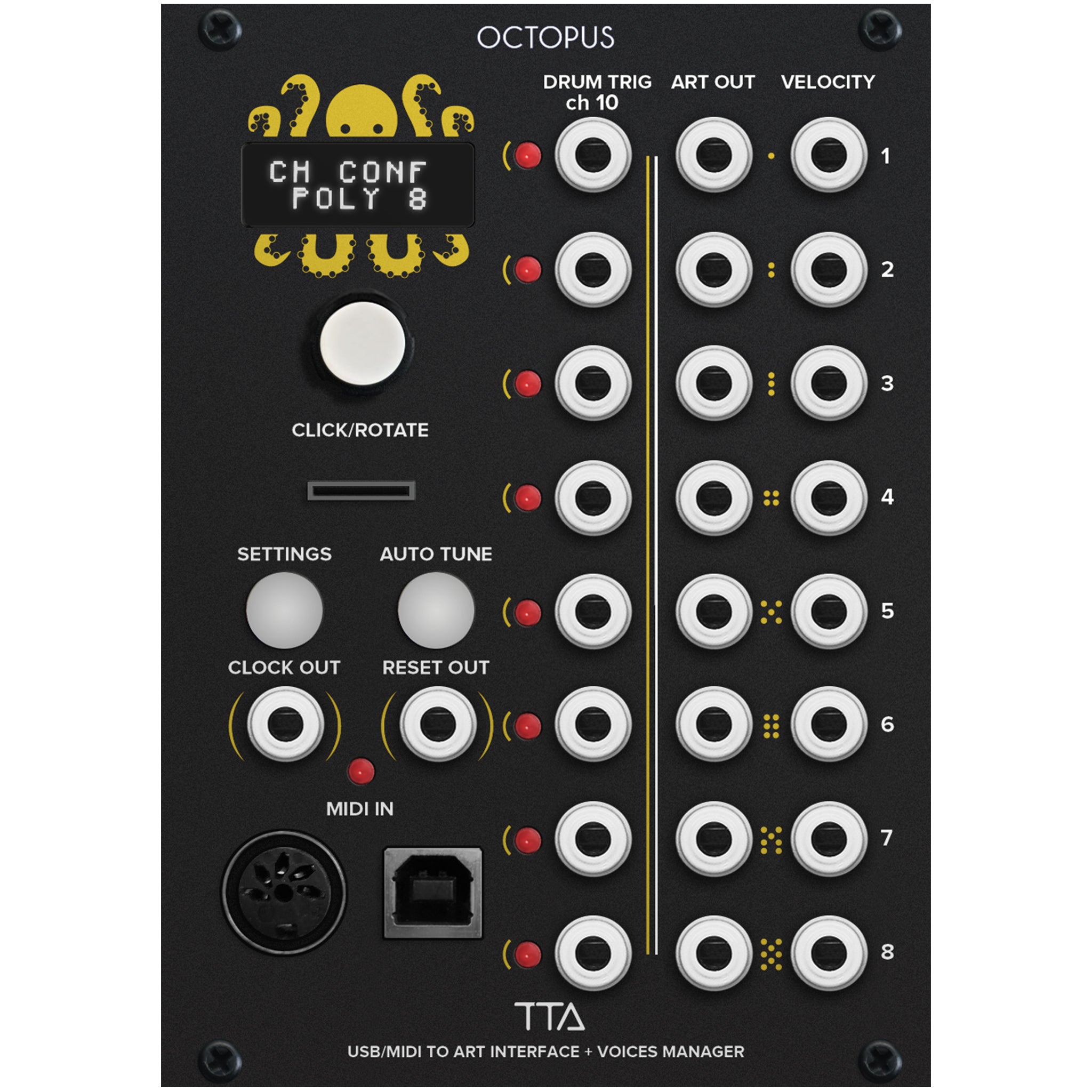 Interface USB/Midi vers ART Tiptop Octopus + gestionnaire vocal